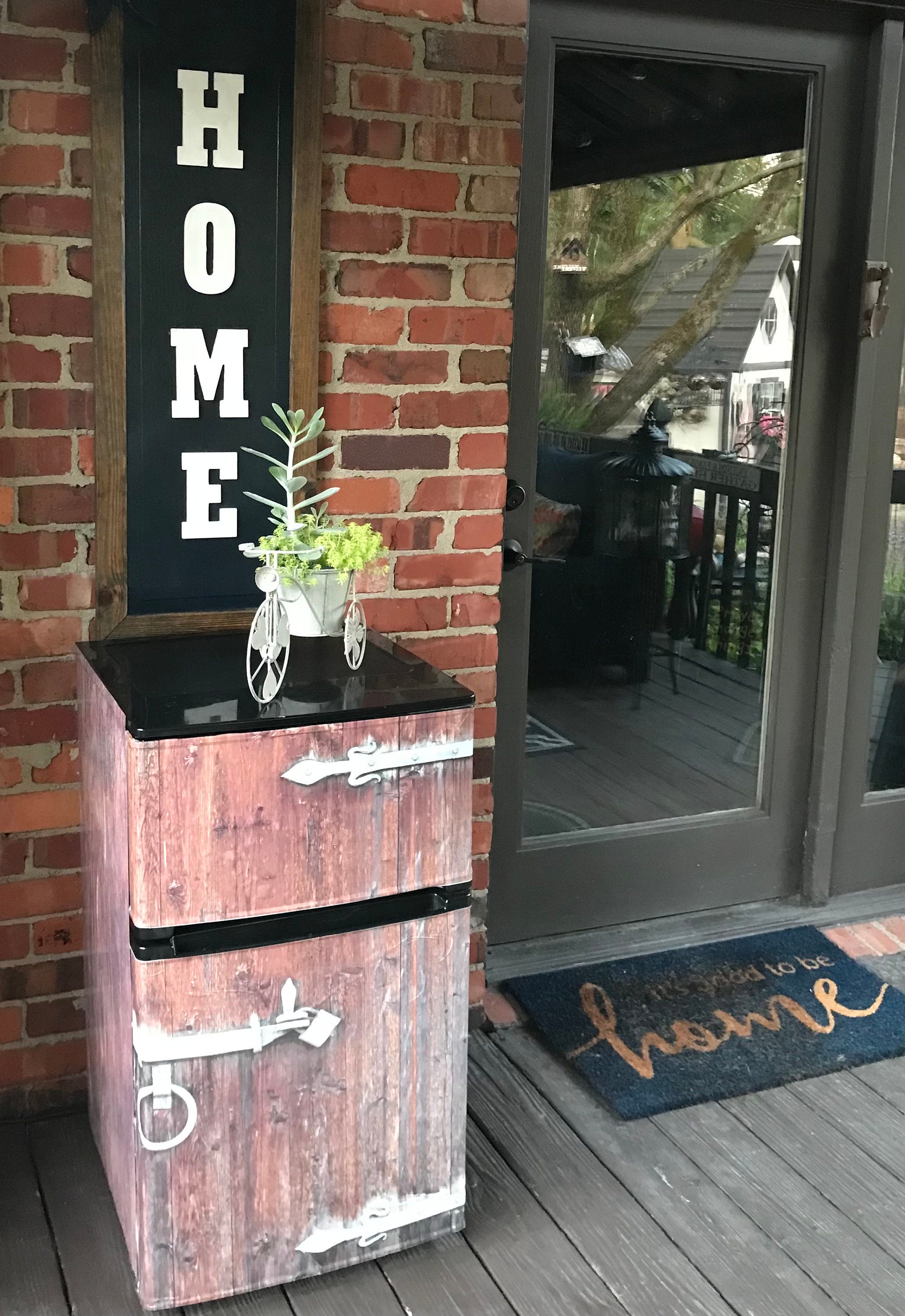 Mini-fridge Vinyl Sticker Old Wooden Door/ Self-adhesive Vinyl ...