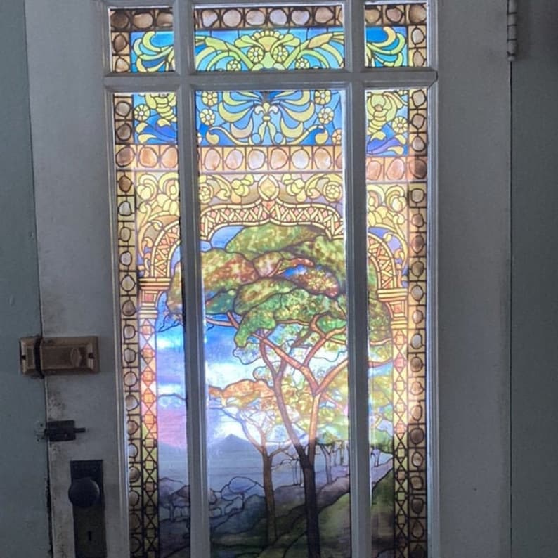 Door Wall Sticker *tiffany Landscape Window/ Stained Glass Sticker ...