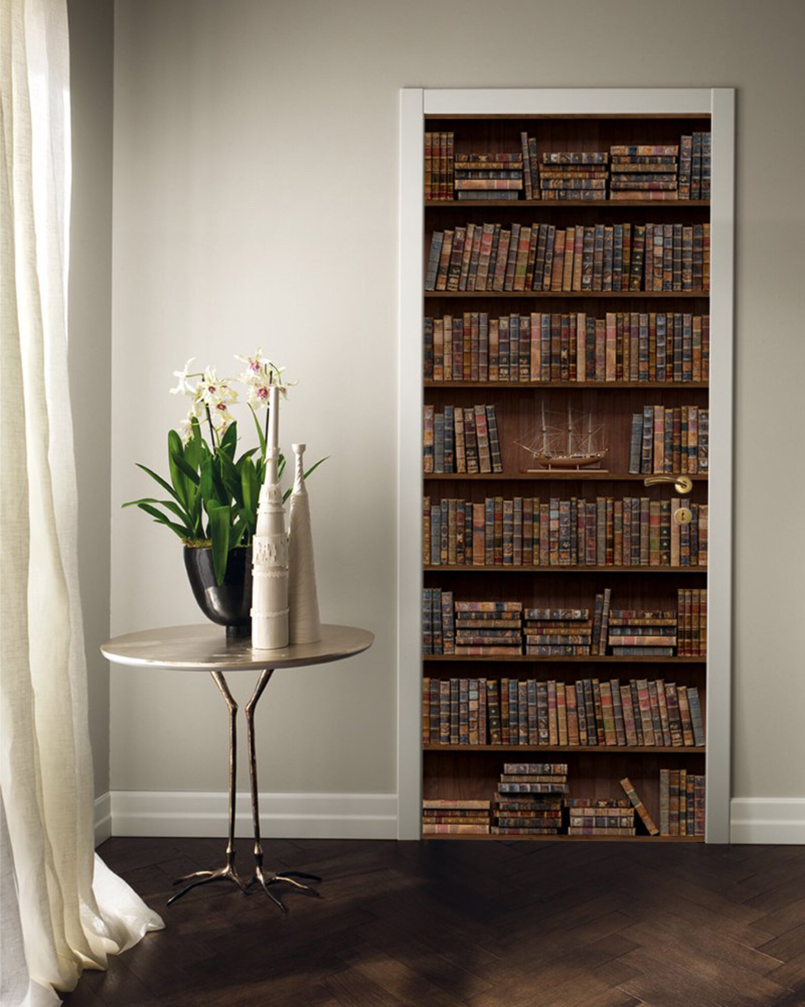 Door Wall Sticker *old Bookcase*/ Bookcase Door Wrap/ Bookshelf Door ...
