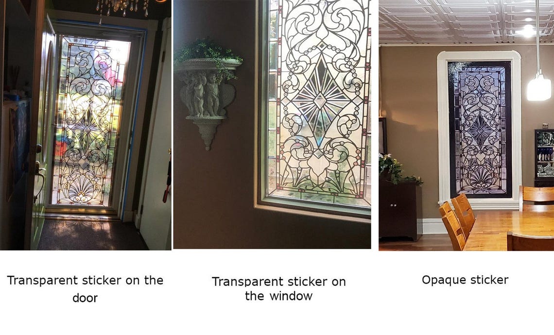 Door Wall Sticker *stained Glass With Bevels* / Stained Glass Door ...