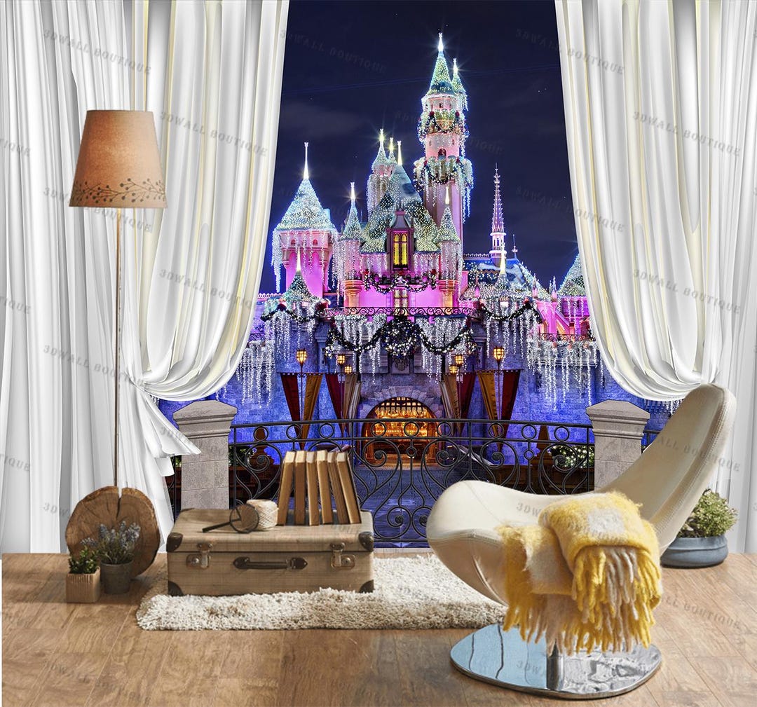 Princess Castle Wall Mural/ Removable Castle Wallpaper/ Baby Girl Blue ...