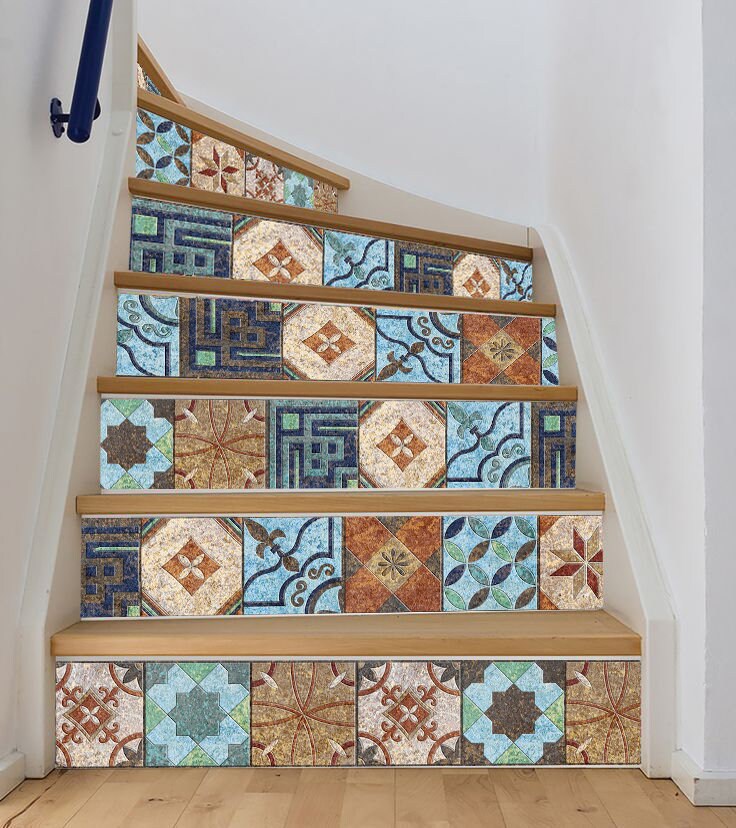Stair Riser Decals/vinyl Stickers tile With Geometric - Etsy