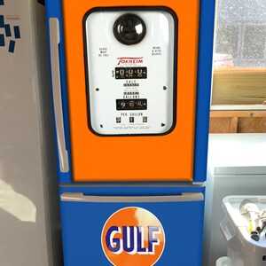 Vintage Gulf Gas Pump Refrigerator Wrap Skin / Retro Fridge Wrap/ Old ...