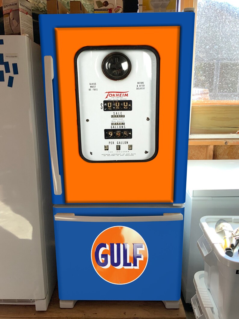 Vintage Gulf Gas Pump Refrigerator Wrap Skin / Retro Fridge - Etsy