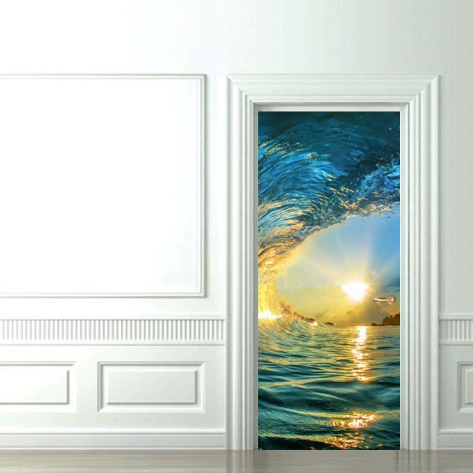 Door Wall Sticker ocean Wave at Sunset Time / Self-adhesive | Etsy