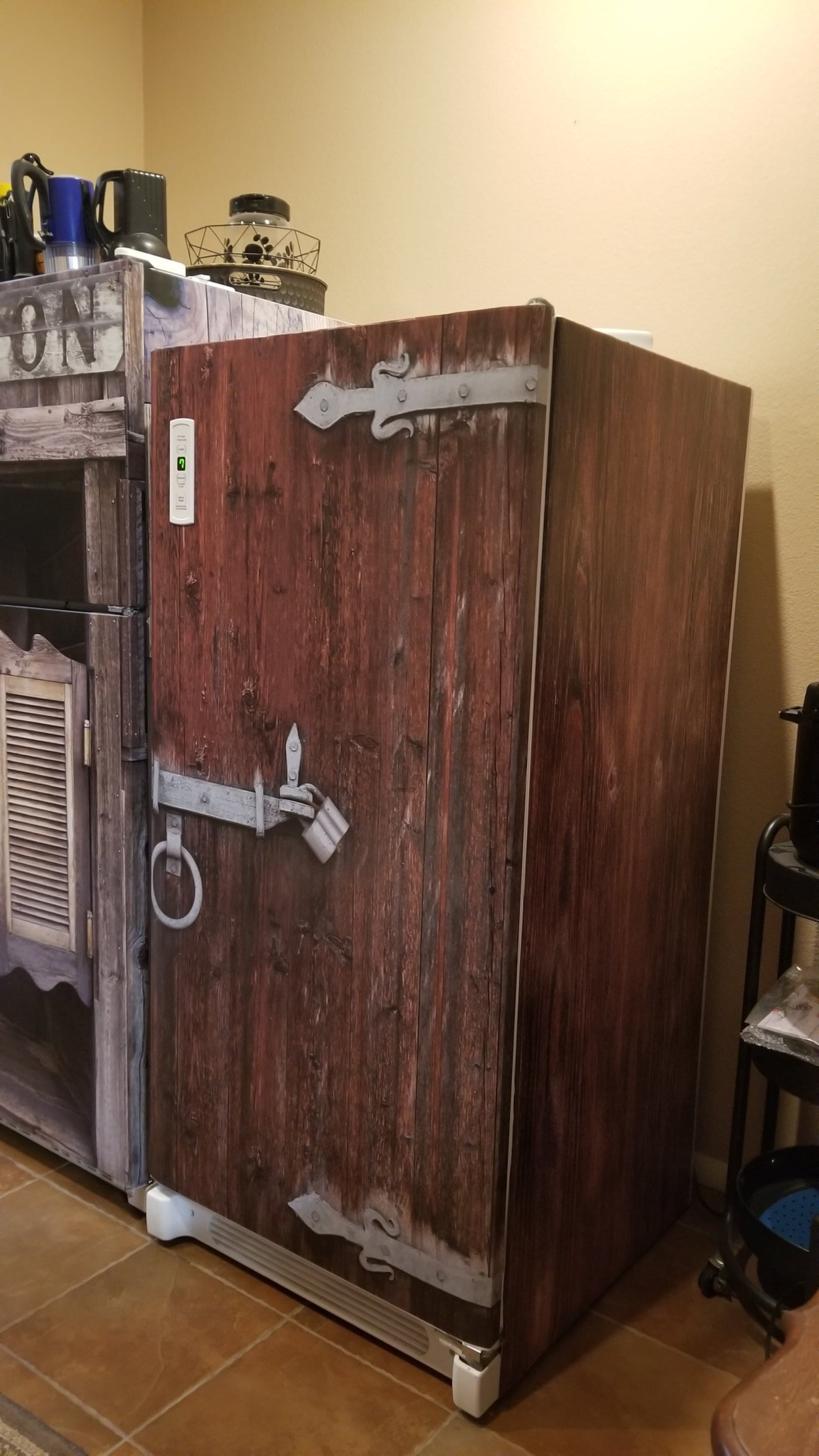 Mini-fridge Vinyl Sticker Old Wooden Door/ Self-adhesive Vinyl ...