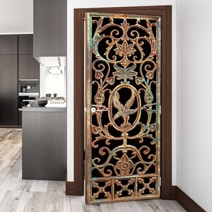 Door Wall Sticker Old Door With a Rusty Grate/lattice Door/ Antique ...