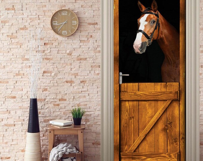 Door Wall Sticker horse in the Stall-2 / Horse Door Stickers / Horse ...