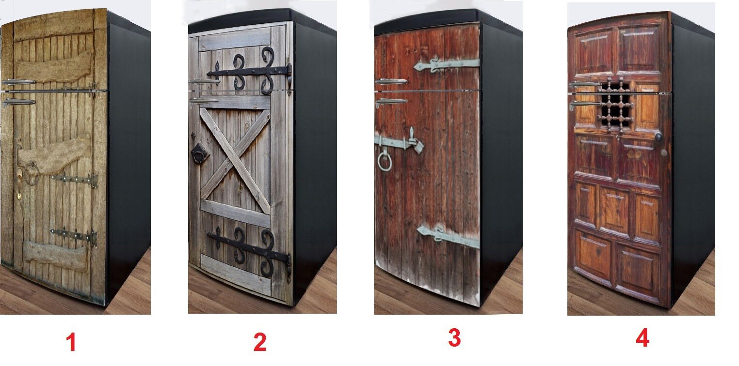 Fridge Vinyl Sticker Old Wooden Door/ Self-Adhesive Vinyl | Etsy