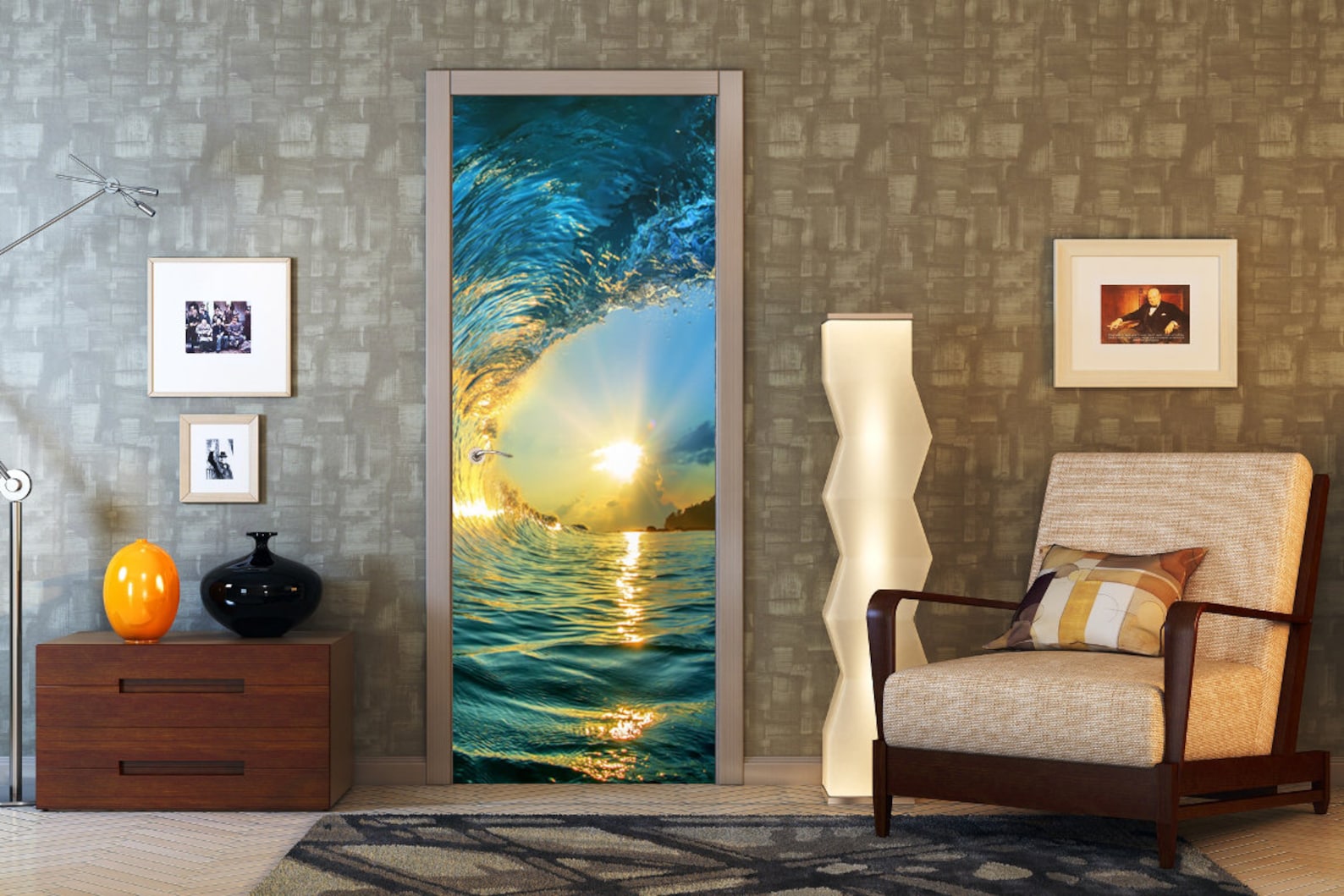 Door Wall Sticker ocean Wave at Sunset Time/ Seascape Door - Etsy