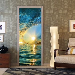 Door Wall Sticker **ocean Wave at Sunset Time*/ Seascape Door Decal ...