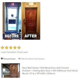 Door Wall Sticker *old Wood Door With Ancient Knocker* / Sliding Barn ...