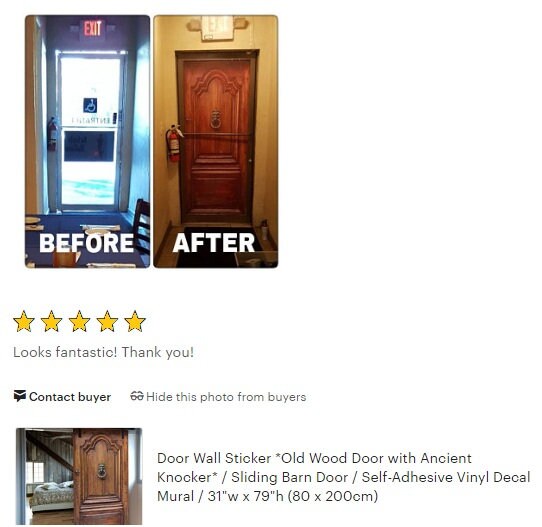 Door Wall Sticker *old Wood Door With Ancient Knocker* / Sliding Barn ...