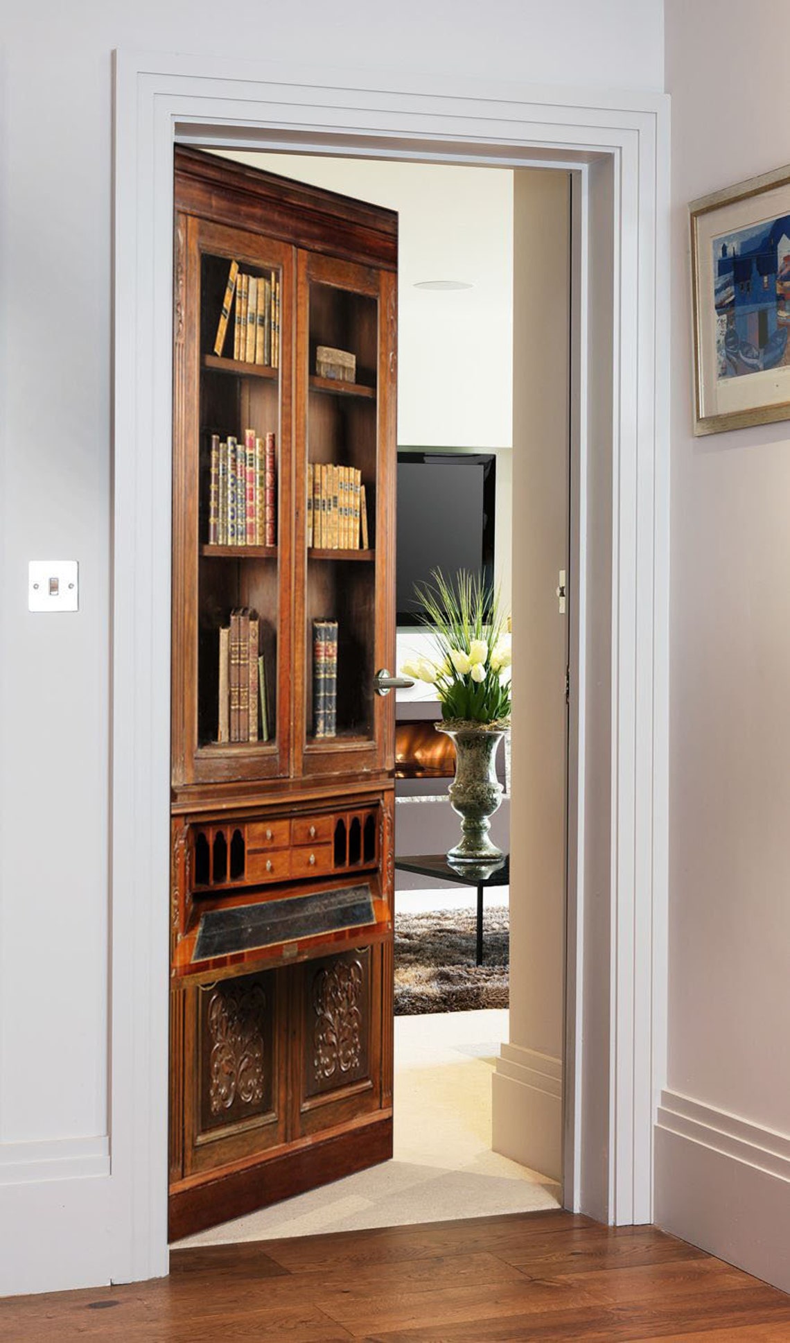 Door Wall Sticker *victorian Mahogany Secretaire Bookcase/ Bookcase ...