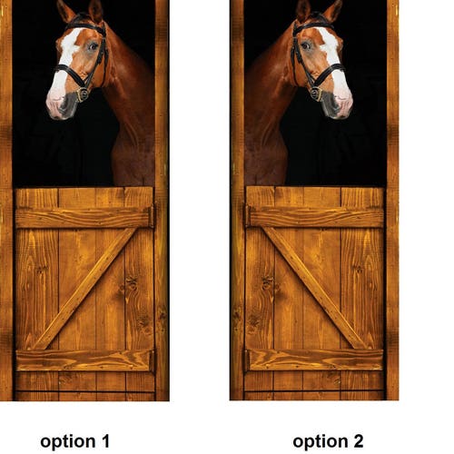 Horse in Stall Sticker for Door Wall or Fridge. Peel & - Etsy
