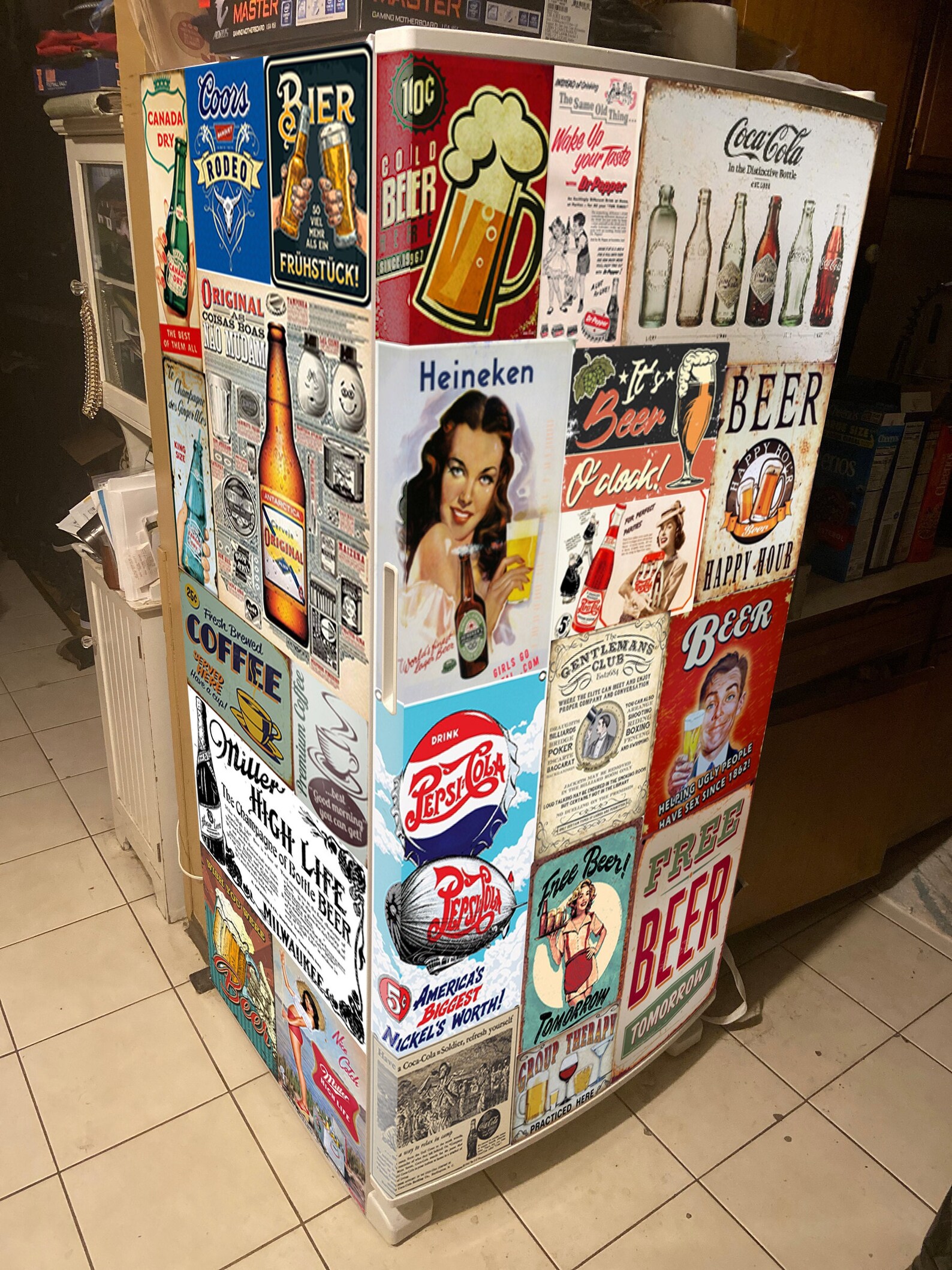 Fridge Decal collage of Vintage Posters Cards Labels/man - Etsy