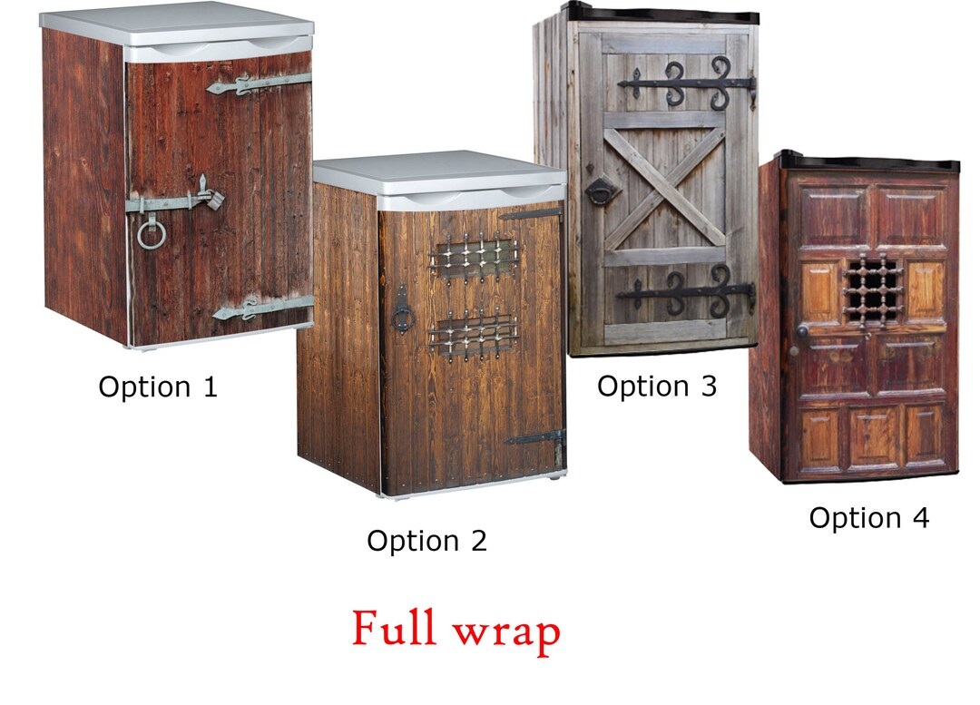 Mini-fridge Vinyl Sticker old Wooden Door / Self-adhesive Vinyl ...