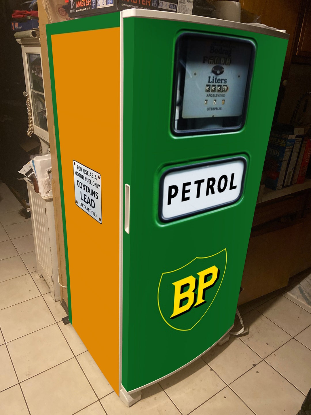 Vintage BP Fuel Pump Refrigerator Wrap /retro Gas Pump Fridge Wrap ...