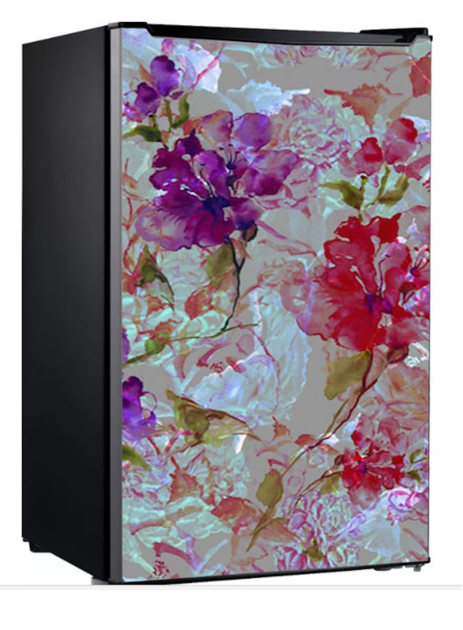 Fridge Vinyl Sticker - Mini-fridge Vinyl Sticker *beautiful Flowers ...