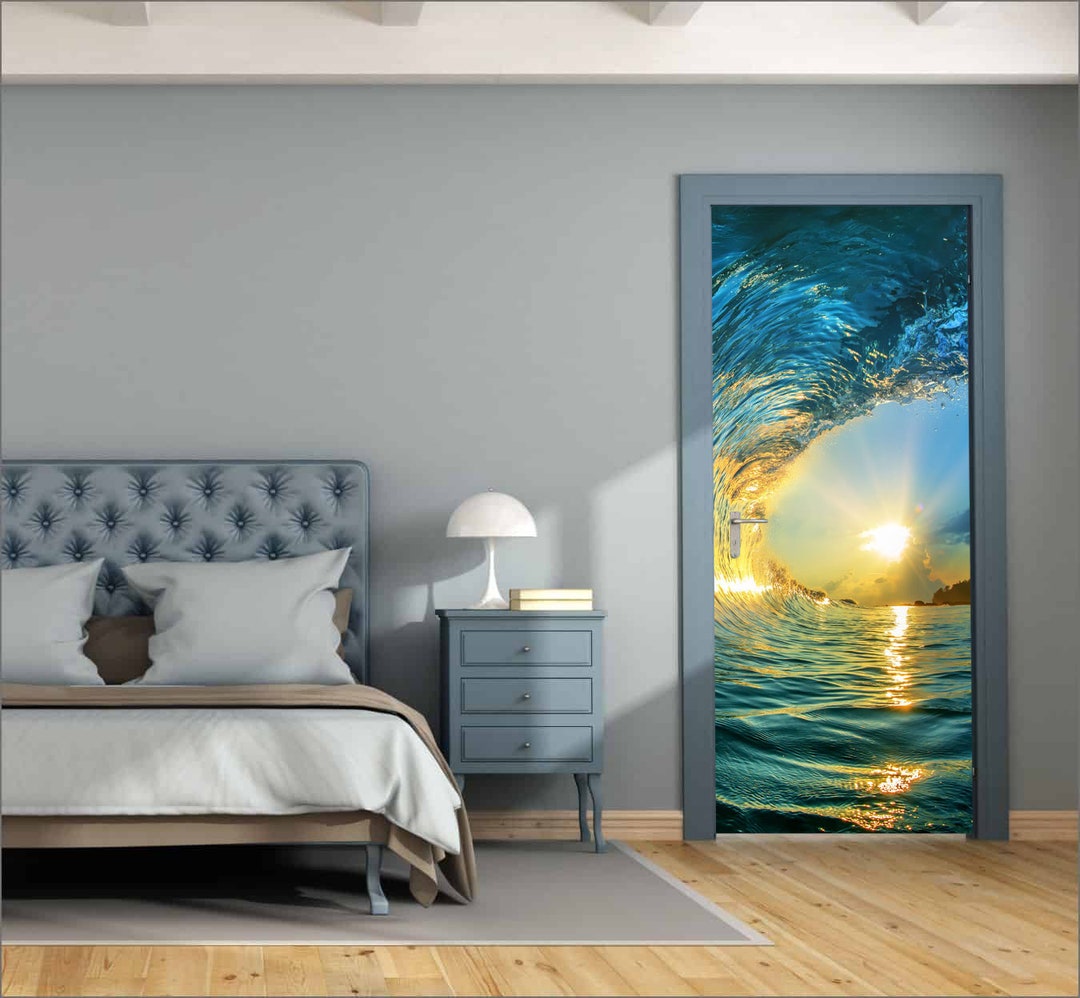 Door Wall Sticker **ocean Wave at Sunset Time*/ Seascape Door Decal ...
