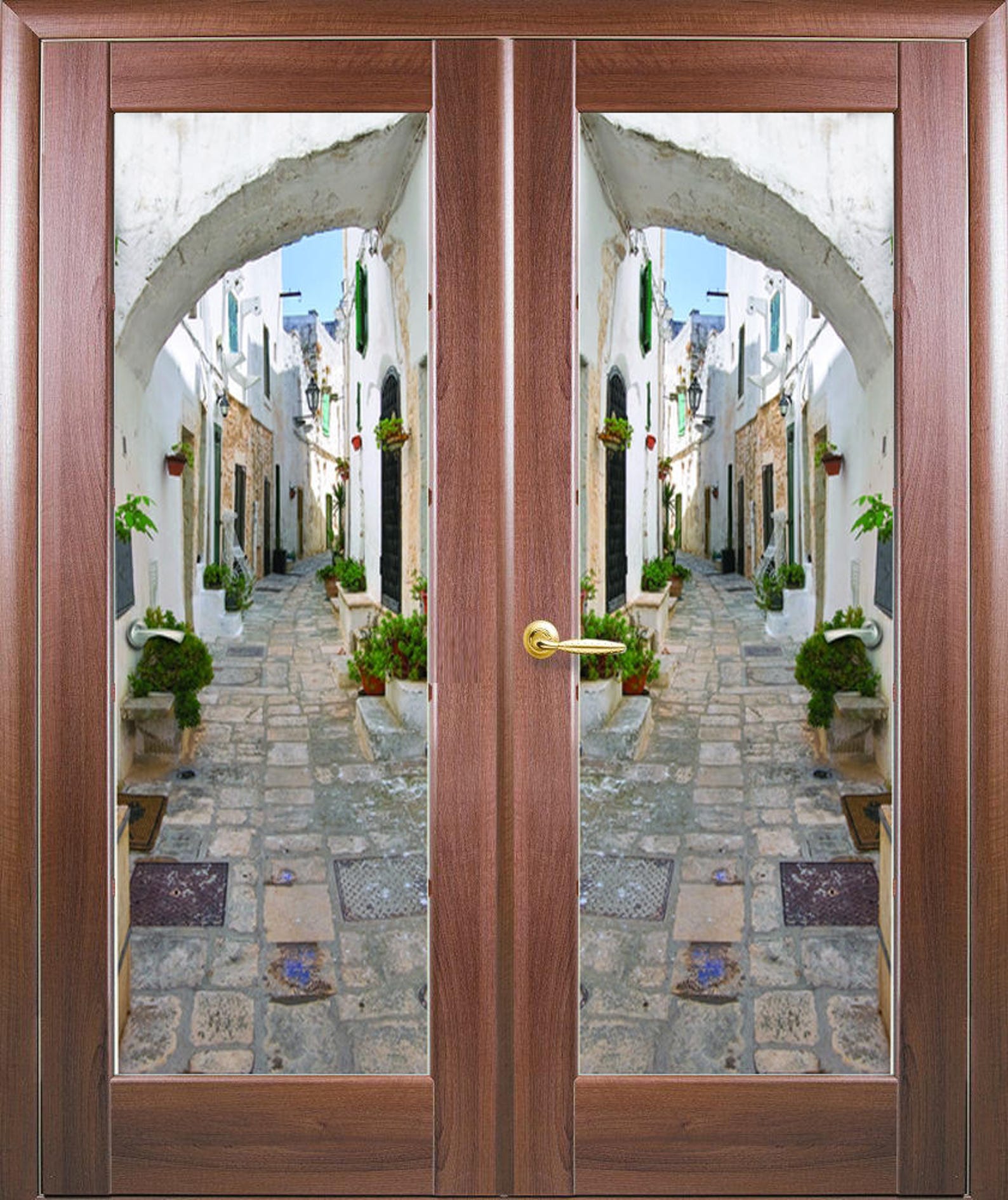 Door Wall Sticker Street in the Old Town/ Outdoor Wallpaper/ Door Decal ...