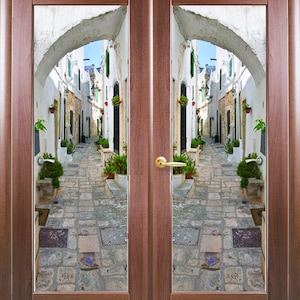 Door Wall Sticker Street in the Old Town / Self-adhesive Vinyl Decal ...