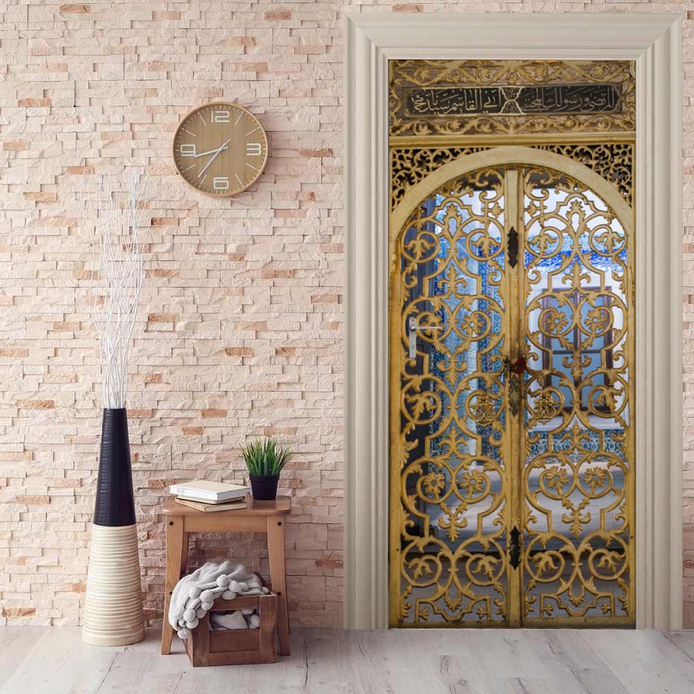 Wall Sticker *old Metal Door With Ottoman Pattern* / Mosque Wallpaper ...