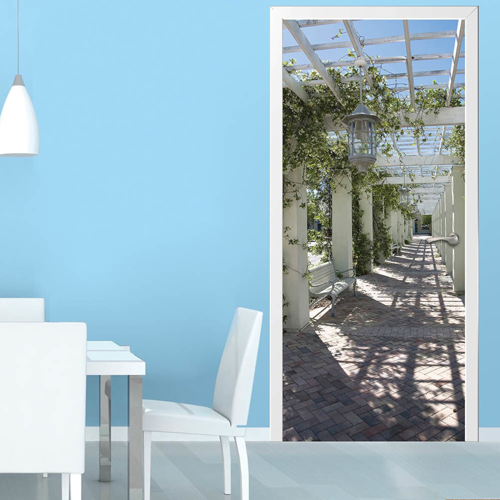 Door Wall Sticker Summer Terrace/ Self-adhesive Door Sticker Wallpaper ...