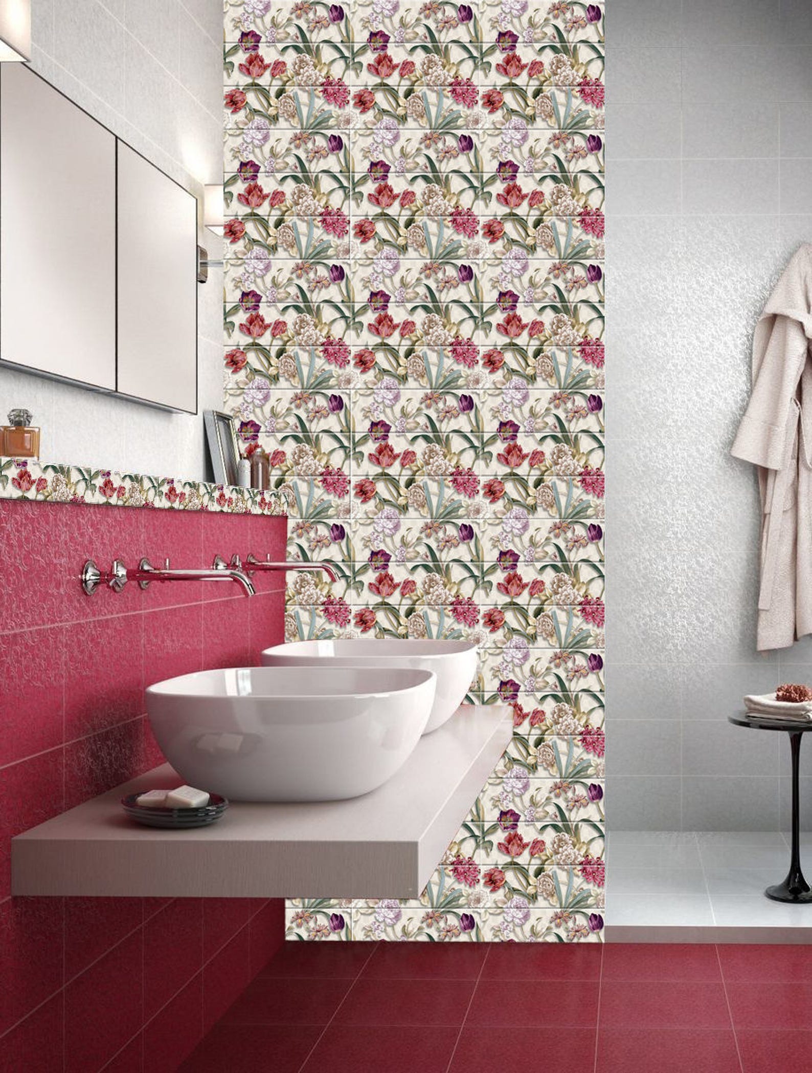 Vinyl Stickers tile With Floral Motif/ Peel and Stick | Etsy