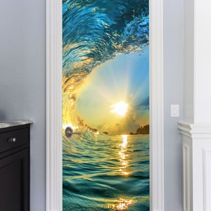 Door Wall Sticker *ocean Wave at Sunset*/ Seascape Door Decal/ Ocean ...