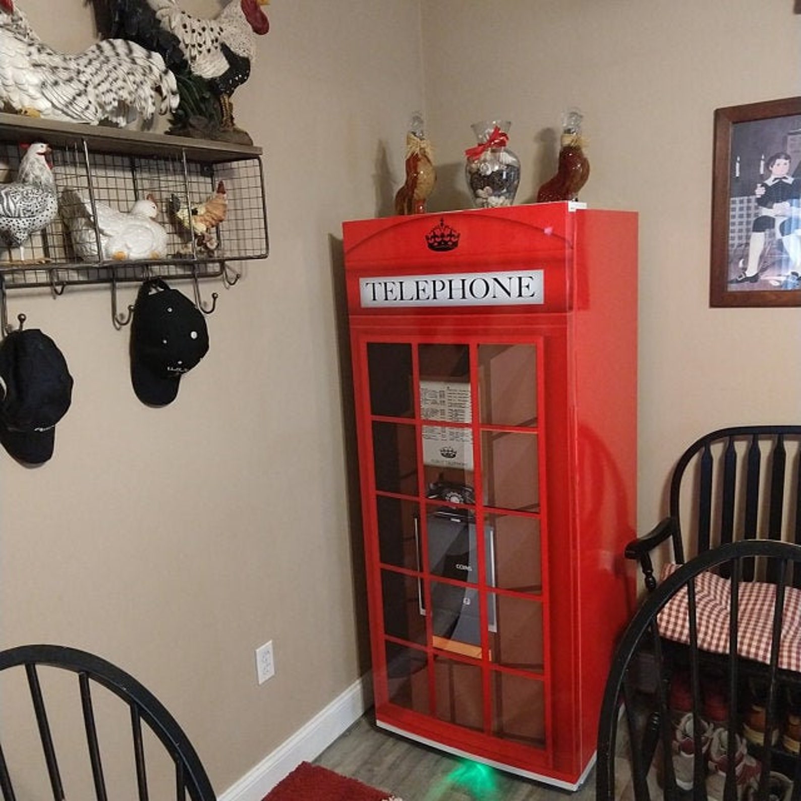 Fridge Vinyl Sticker *red UK Telephone Box*/ Fridge Wrap Telephone ...