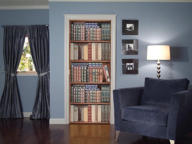 Door Wall Sticker Bookcase/ Library Wallpaper/ Bookcase Door Decal ...