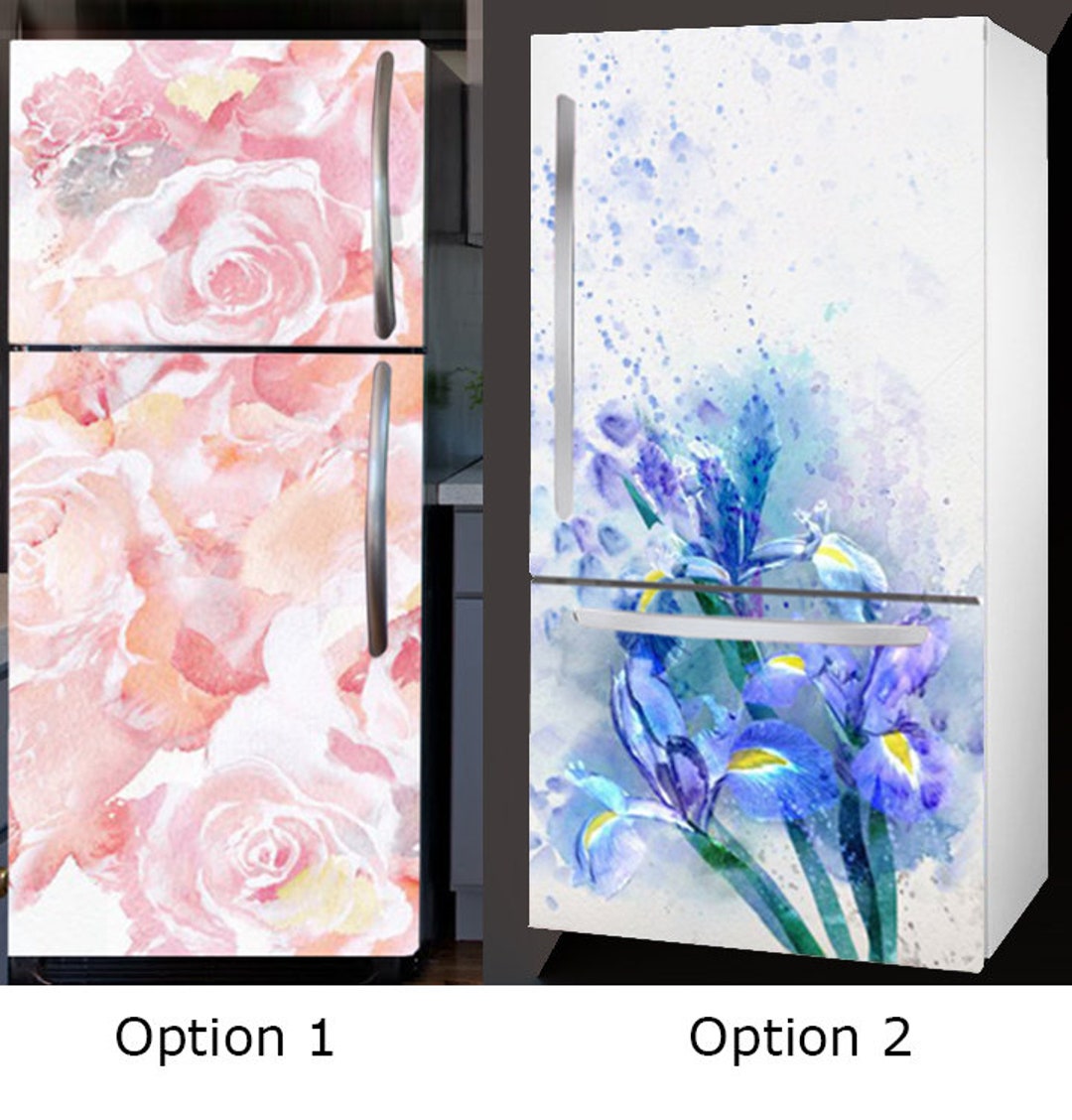 Fridge Vinyl Sticker *beautiful Tea Roses* / *the Irises*/ Refrigerator ...