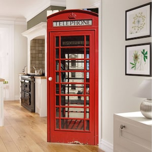 Door Wall Sticker London Phone Booth/ British Phone Booth Door / Phone ...