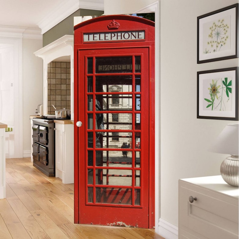 Door Wall Sticker London Phone Booth/ British Phone Booth Door / Phone ...