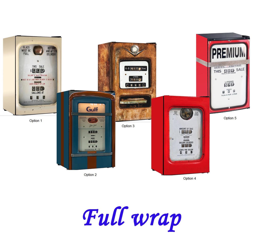 Mini-fridge Vinyl Sticker old Fuel Pumpvintage Car Fuel Pumpvintage ...
