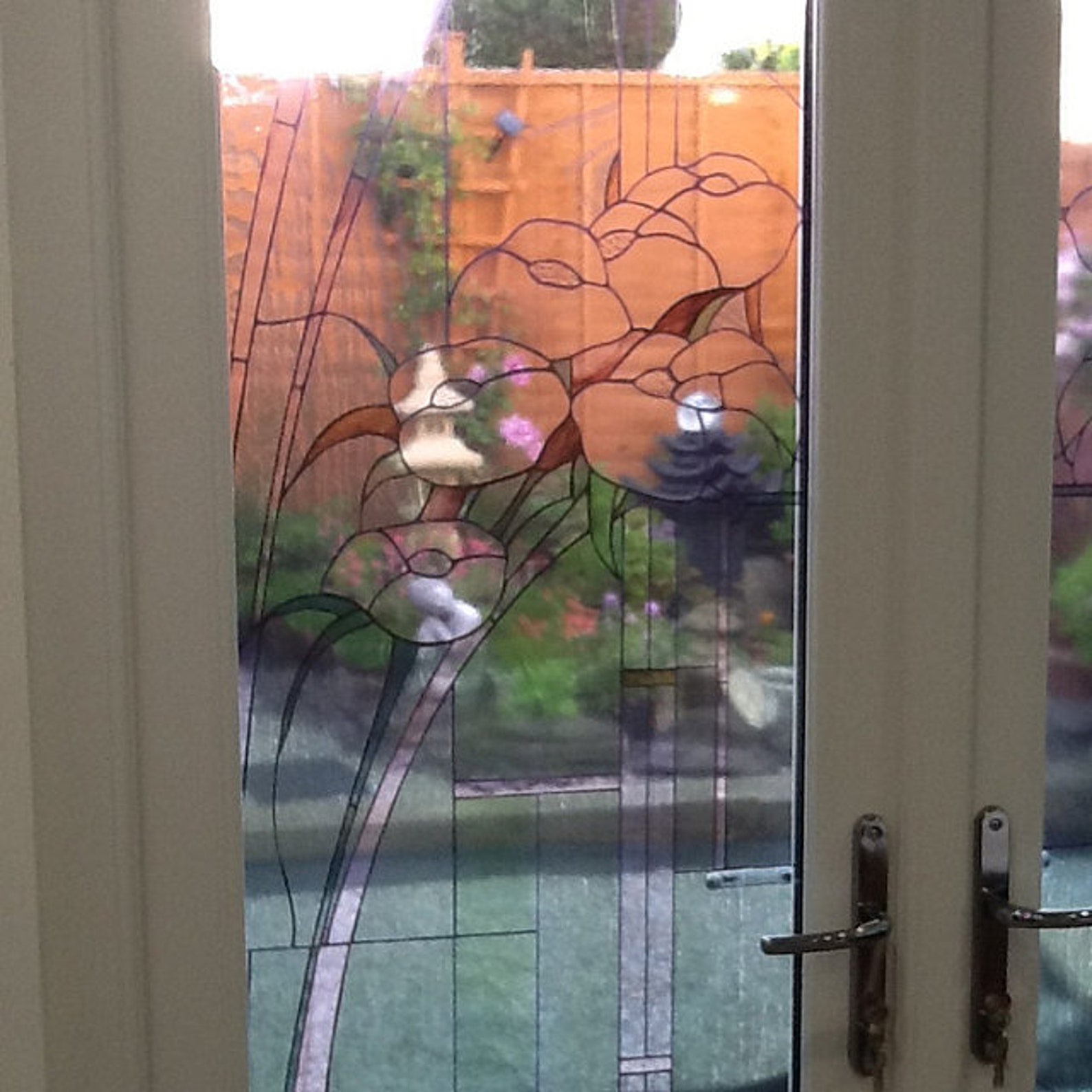 Door Wall Sticker *modern Stained Glass Window*/ Stained Glass Window ...