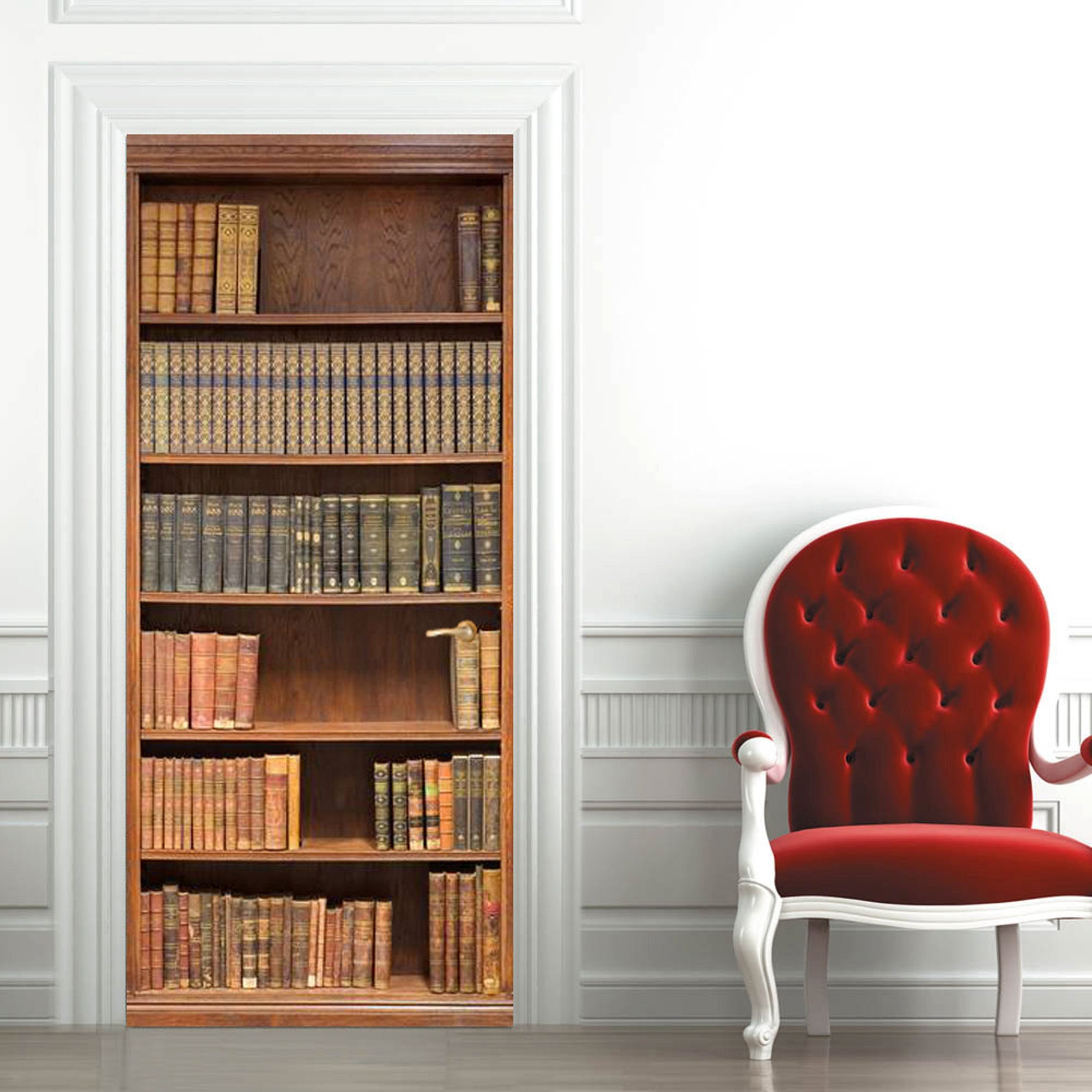 Door Wall Sticker old Bookcase/ Bookcase Door Wrap / | Etsy