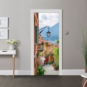 Door Wall Sticker Street in the Old Town / Street View Wallpaper / Self ...