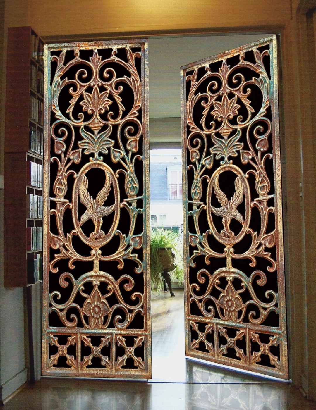 Door Wall Sticker Old Door With a Rusty Grate/lattice Door/ Antique ...