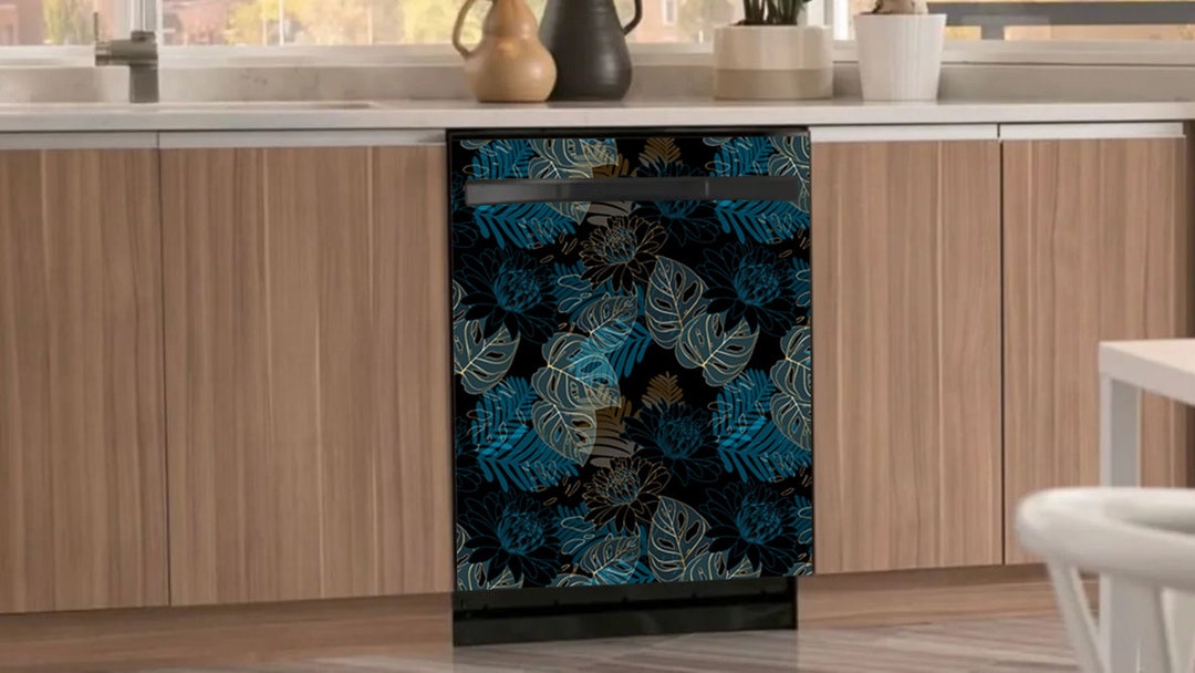 Magnetic Vinyl Cover Golden Leaves/ Magnetic Refrigerator & Dishwasher ...