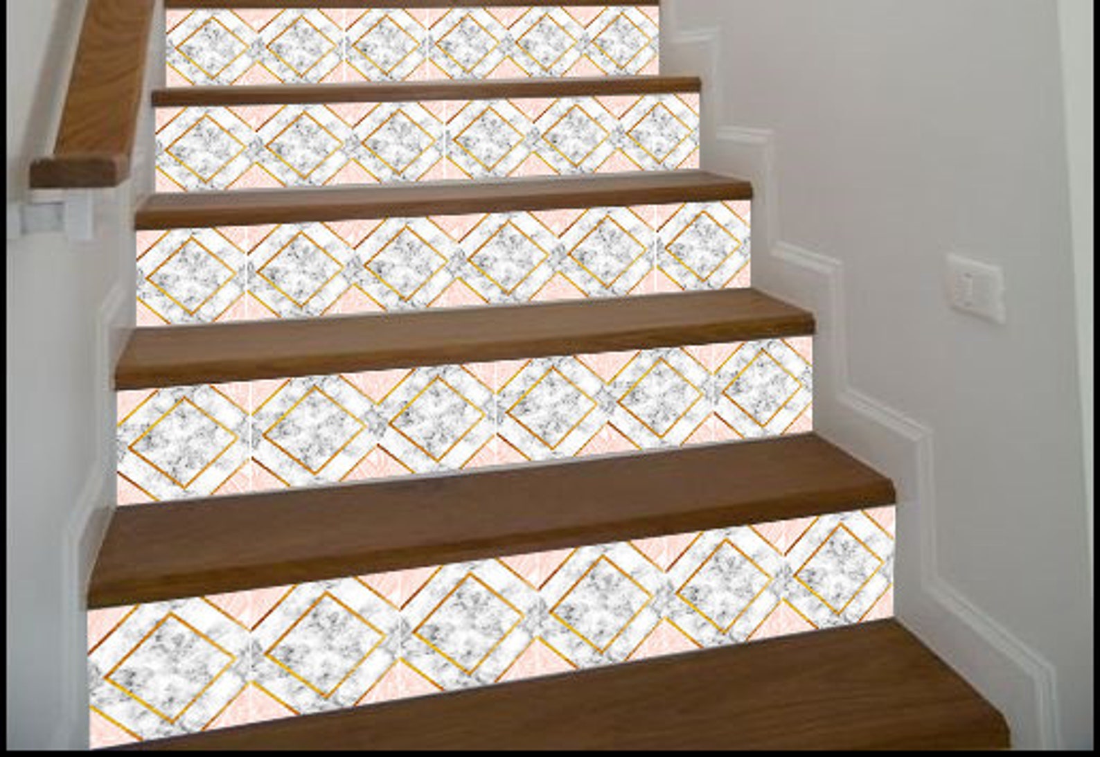 Stair Riser Decals /vinyl Stickers marble With Gold/peel and | Etsy