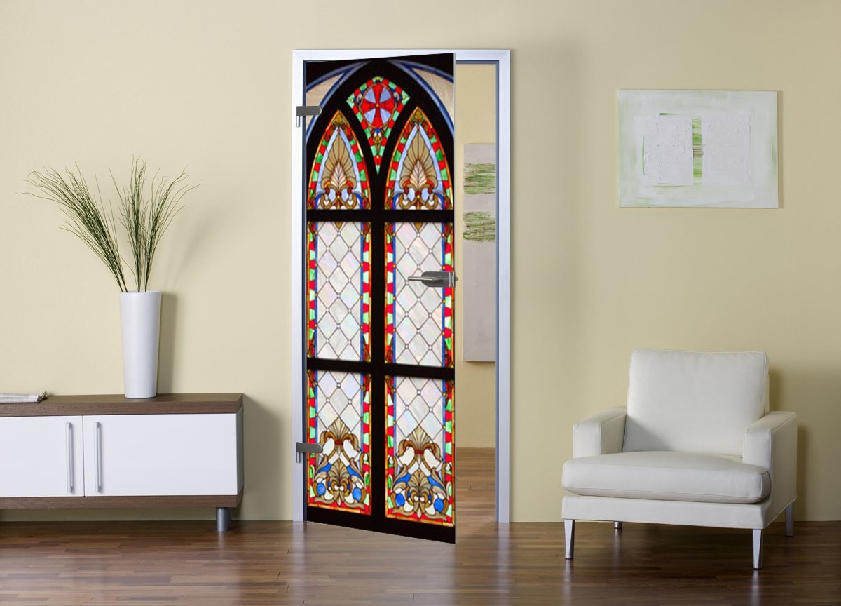 Door Wall Sticker Old Stained Glass Window/ Old Castle Stained - Etsy
