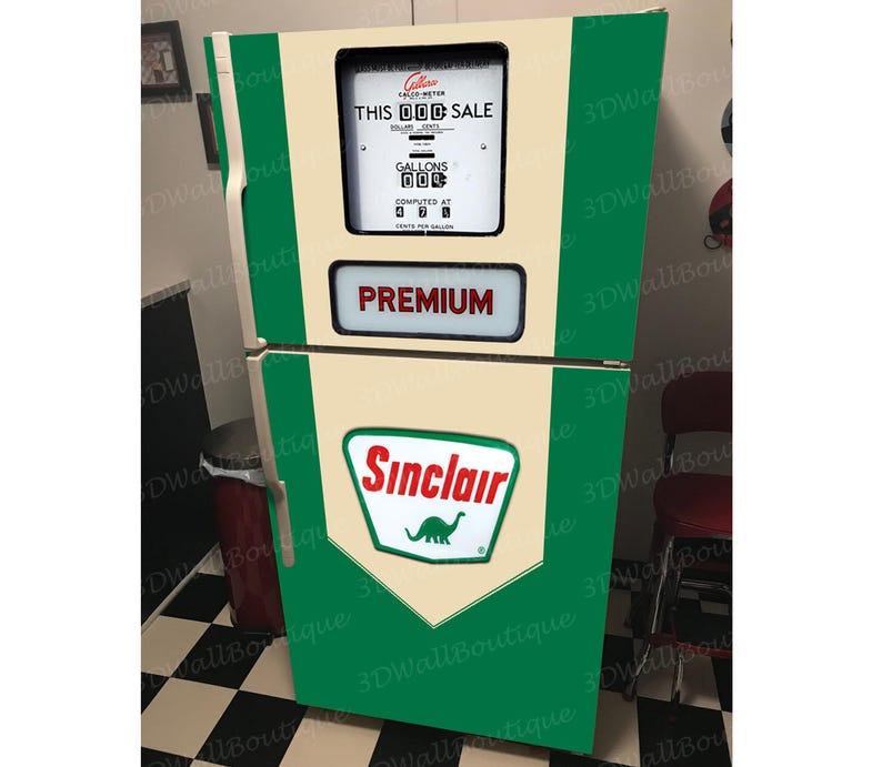 Fridge Wrap Vintage Green Gas Pump /retro Gas Pump Fridge Skin/vintage ...
