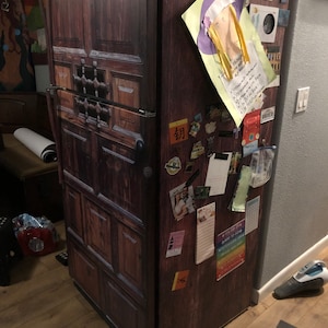 Fridge Vinyl Sticker *old Wooden Door/ Self-adhesive Vinyl Refrigerator ...