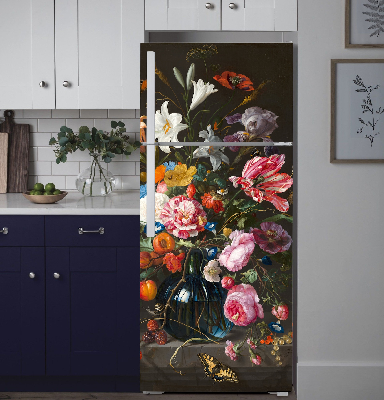 Fridge Wrap Still Life Gallery #6/flowers/ Floral Fridge Decal/ Peel ...