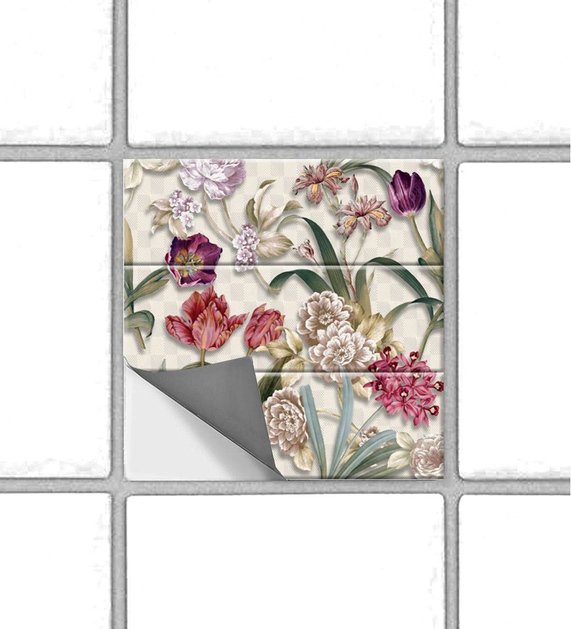 Vinyl Stickers tile With Floral Motif/ Peel and Stick | Etsy