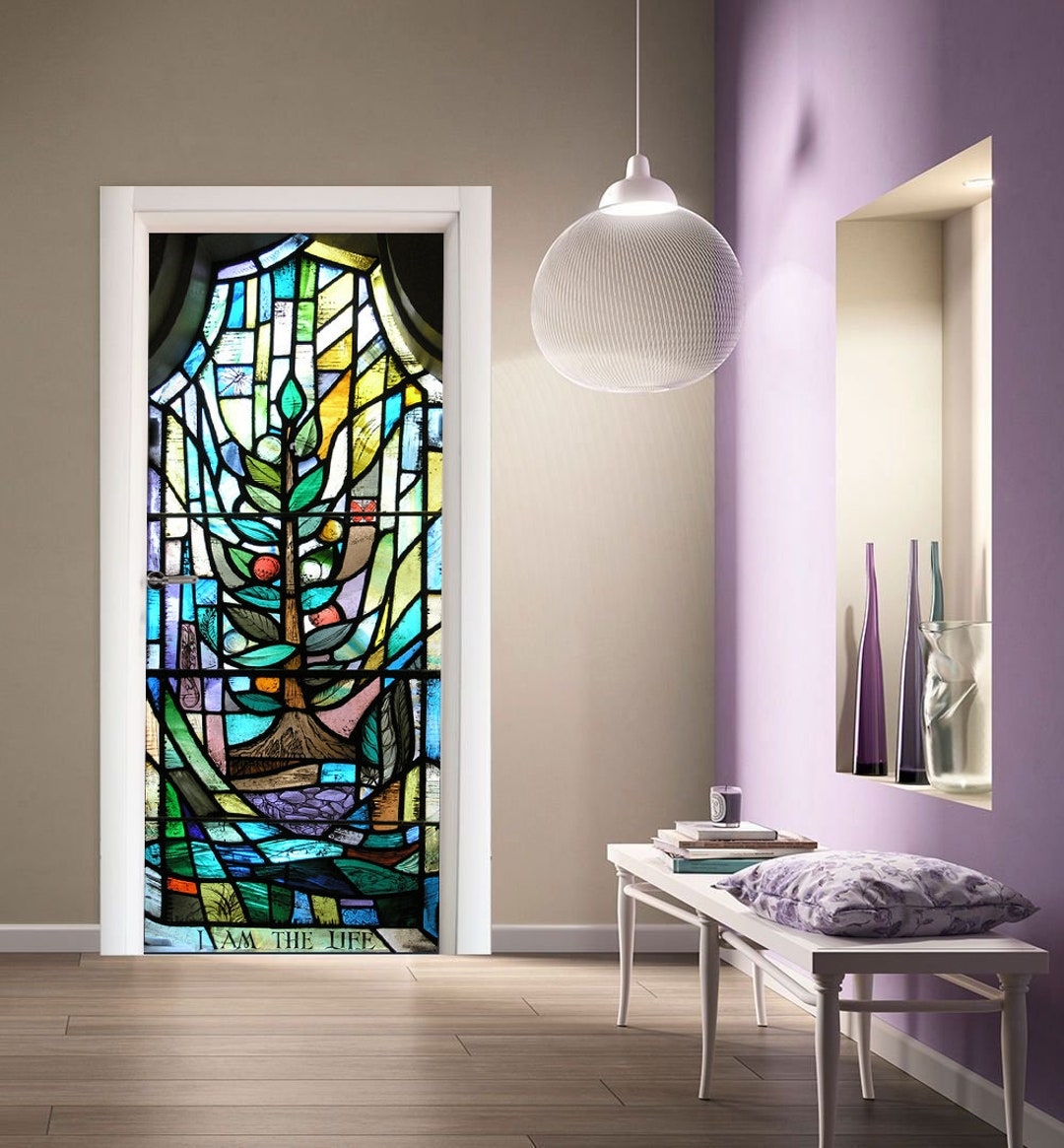 Door Wall Sticker *stained Glass Window "i Am the Life"* / Glass Door ...