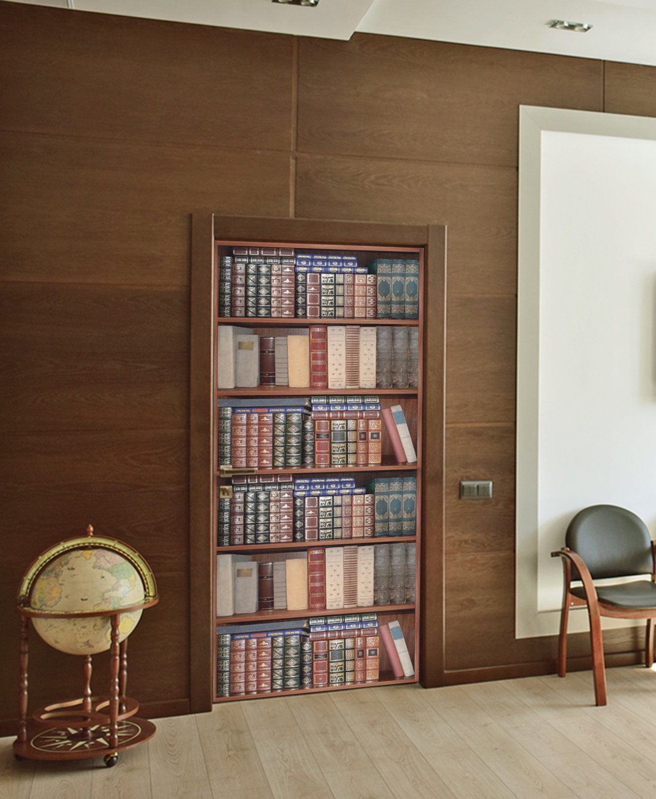 Door Wall Sticker Bookcase/ Library Wallpaper/ Bookcase Door Decal ...