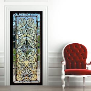 Door Wall Sticker *stained Glass With Bevels* / Stained Glass Door ...
